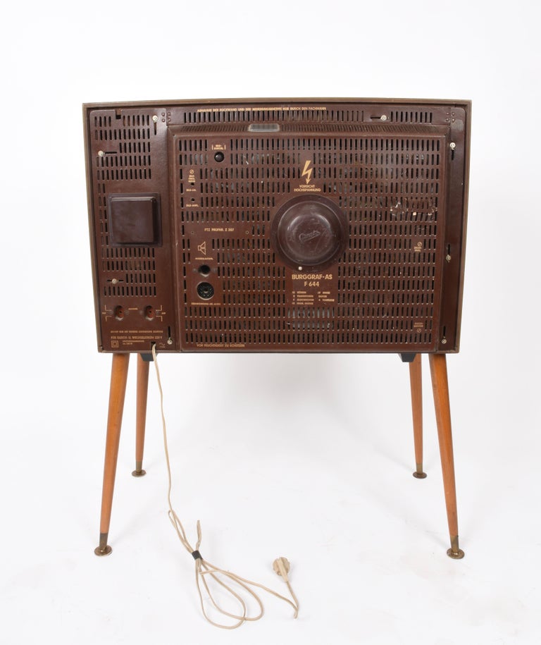 Vintage Tv Graetz Burggraf, 1960s Wooden Floor Television, Midcentury ...