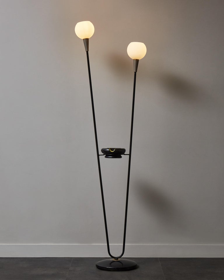 Vintage Two Lights Floor Lamp with Ashtray at 1stDibs