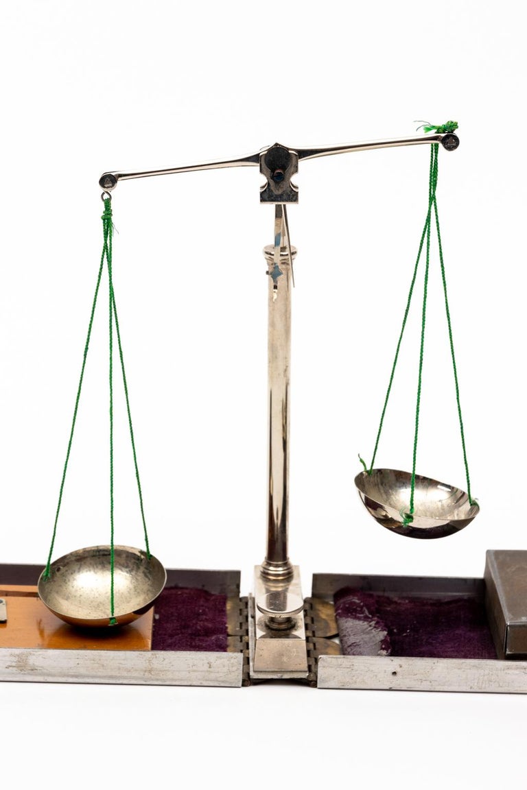 Vintage Two Pan Scale and Weights at 1stDibs