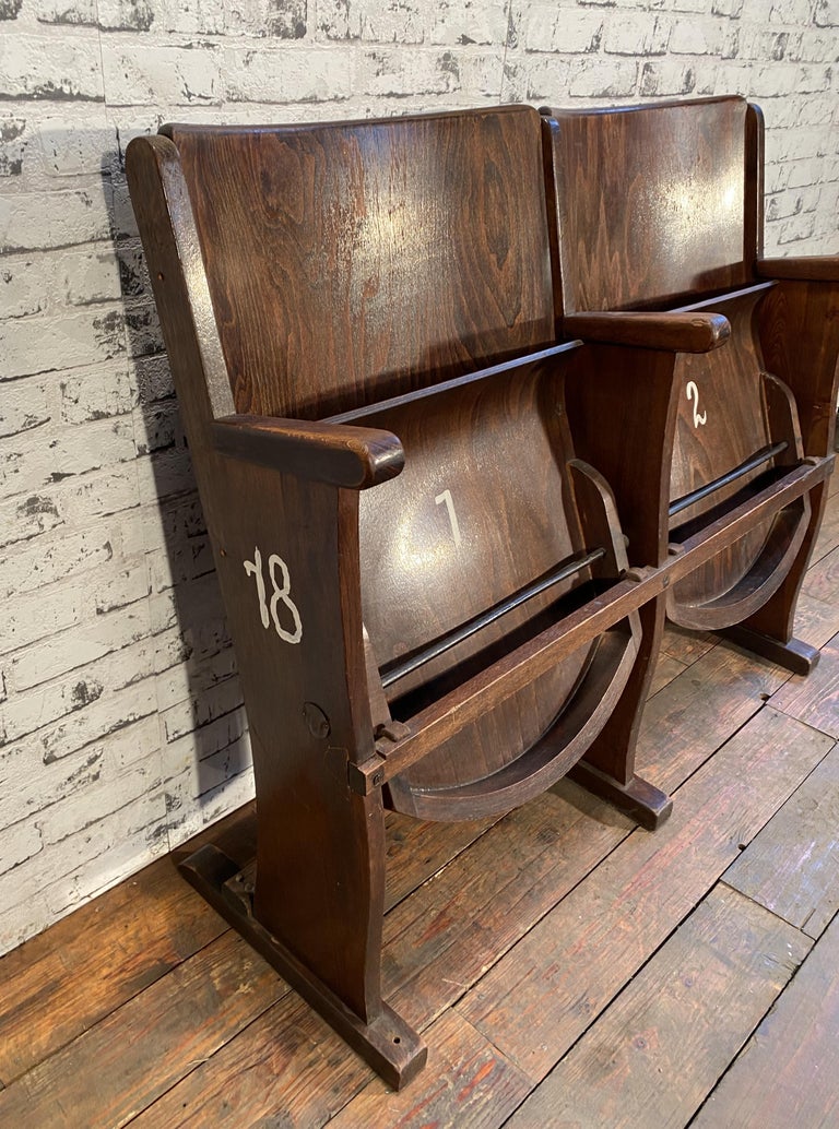 Vintage Two-Seat Cinema Bench from Ton, 1950s at 1stDibs