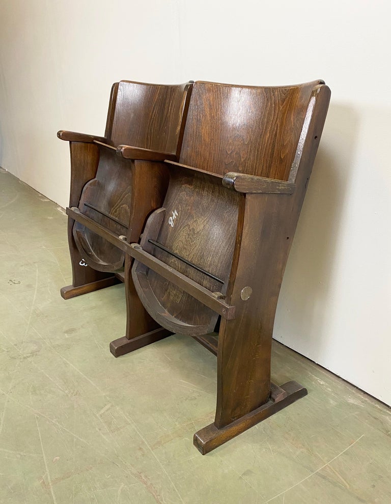 Vintage Two-Seat Cinema Bench from Ton, 1950s For Sale at 1stDibs