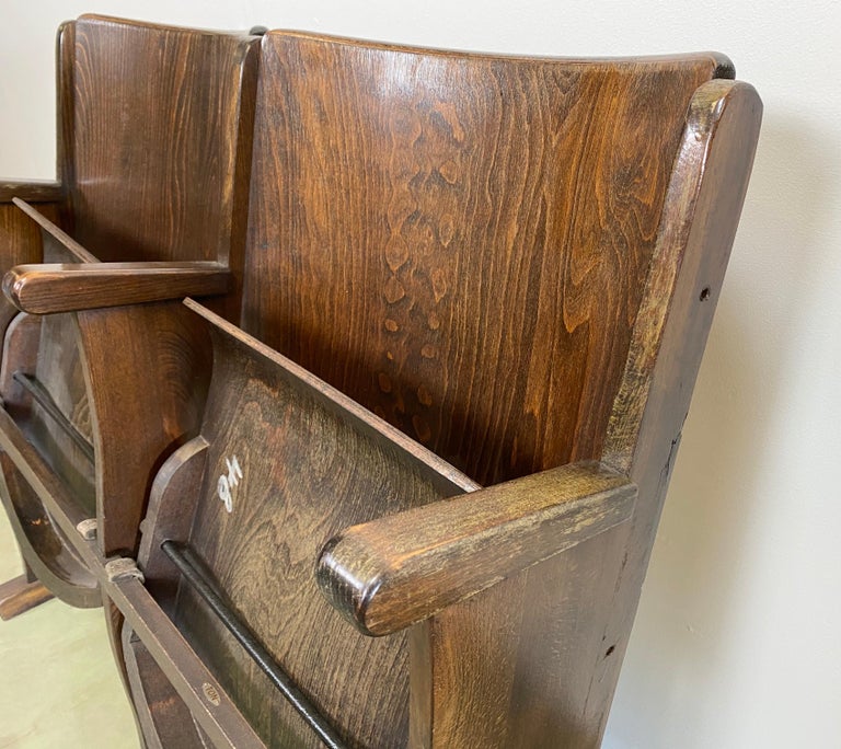 Vintage Two-Seat Cinema Bench from Ton, 1950s For Sale at 1stDibs