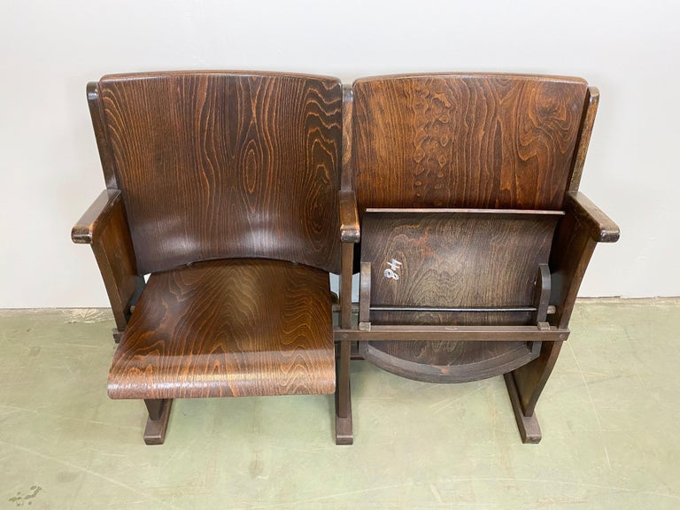 Vintage Two-Seat Cinema Bench from Ton, 1950s For Sale at 1stDibs