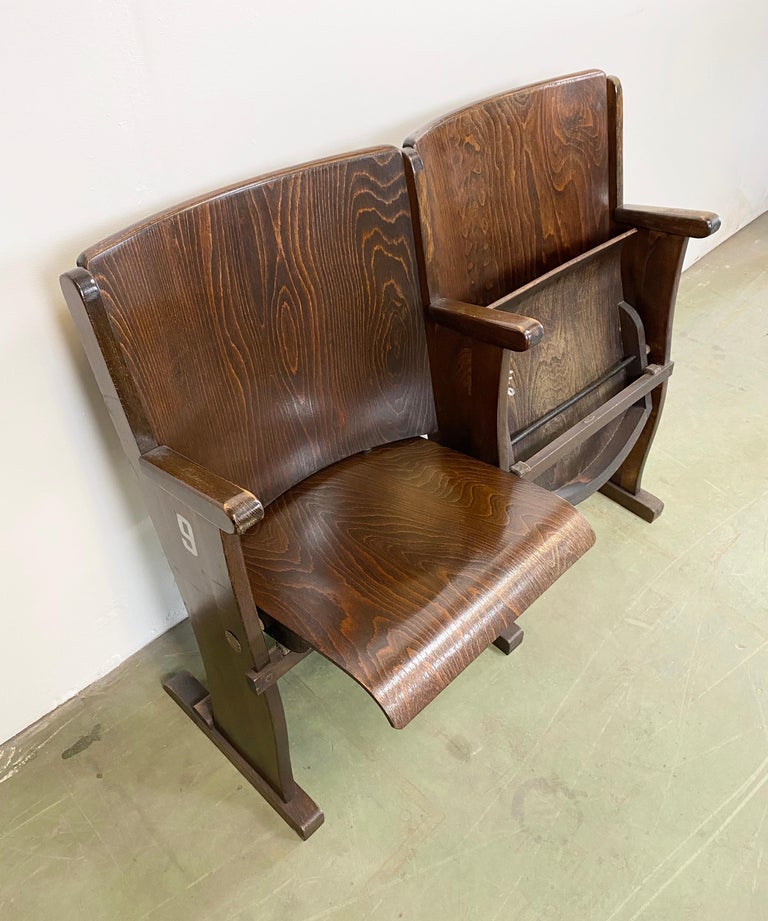 Vintage Two-Seat Cinema Bench from Ton, 1950s For Sale at 1stDibs