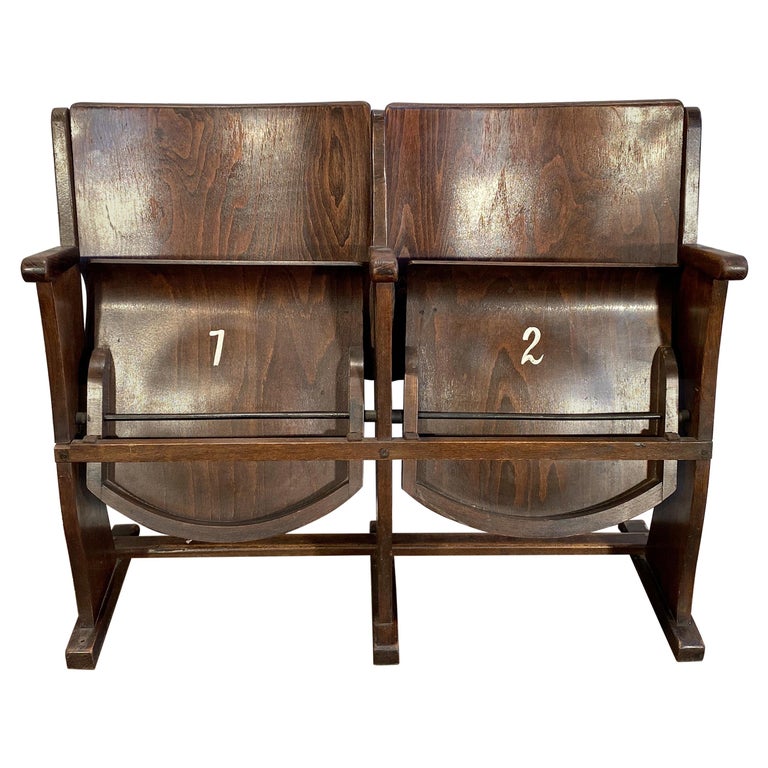Vintage Two-Seat Cinema Bench from Ton, 1950s at 1stDibs