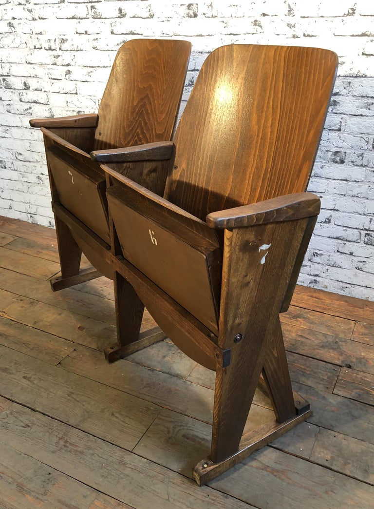 Vintage Two-Seat Cinema Bench from Ton, 1960s at 1stDibs