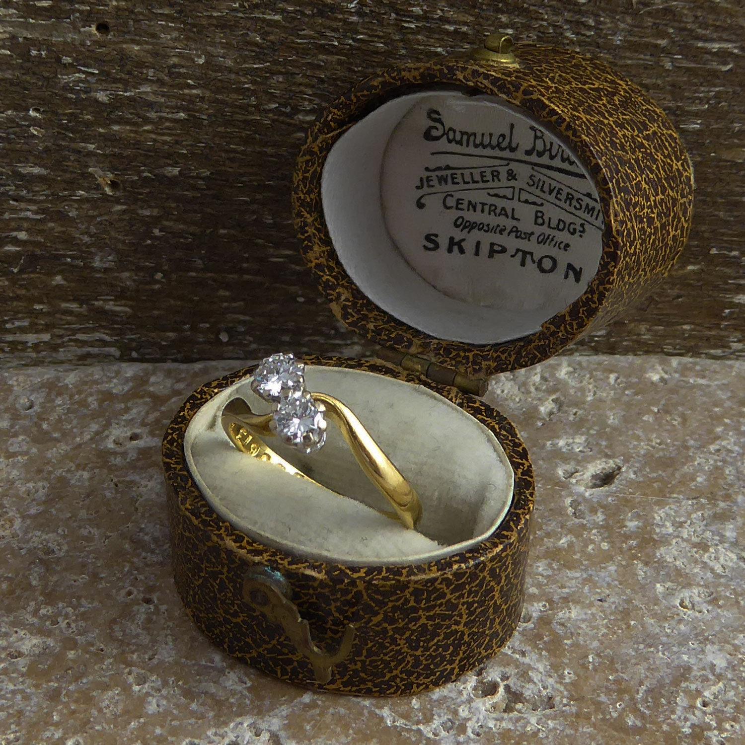 Vintage Two-Stone Diamond Twist Engagement Ring in 18 Carat Gold at ...