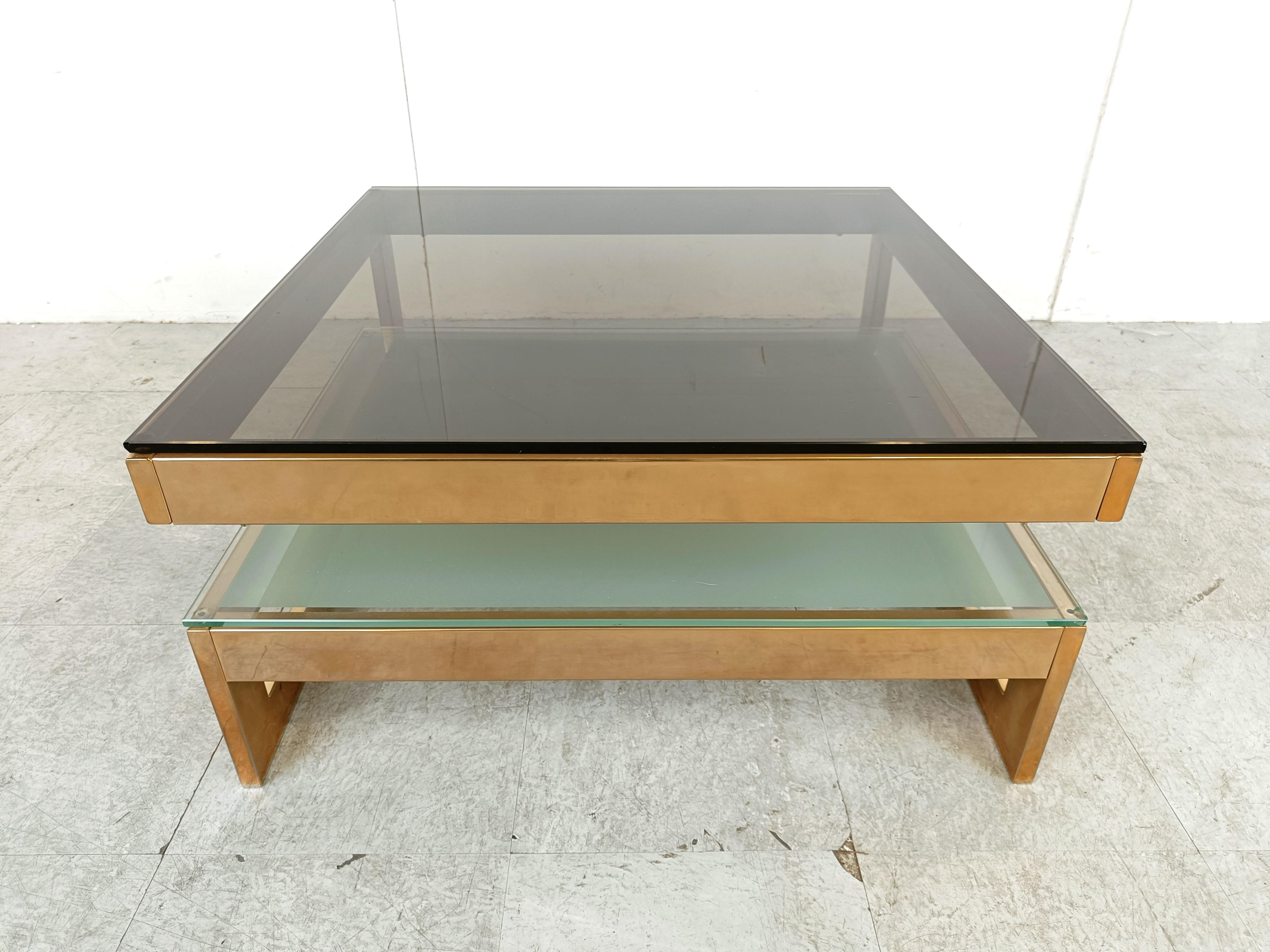 Vintage two tier belgochrom 23kt coffee table, 1970s For Sale at 1stDibs