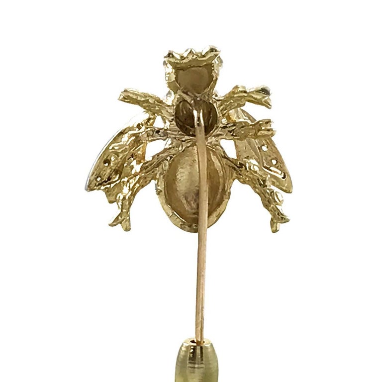 Vintage Two-Tone Gold Diamond Honey Bee Stick Pin, 0.22 Carat For Sale ...