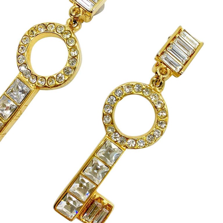 Vintage Ugo Correani Crystal Statement Key Earrings 1980s For Sale at ...