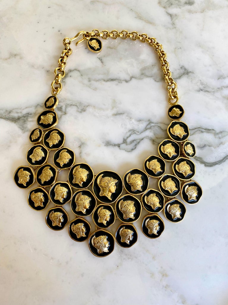 Vintage Ugo Correani Roman Medallion Gold Pendant Bib Necklace For Sale ...