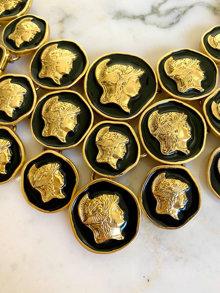 Vintage Ugo Correani Roman Medallion Gold Pendant Bib Necklace For Sale ...