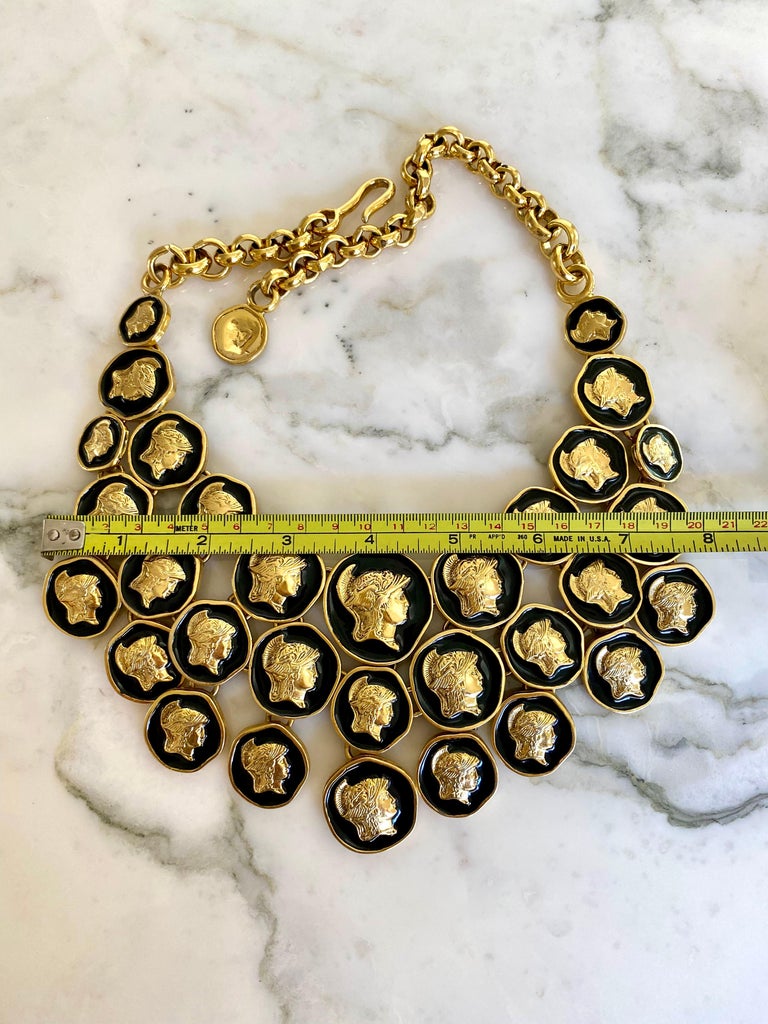Vintage Ugo Correani Roman Medallion Gold Pendant Bib Necklace For Sale ...