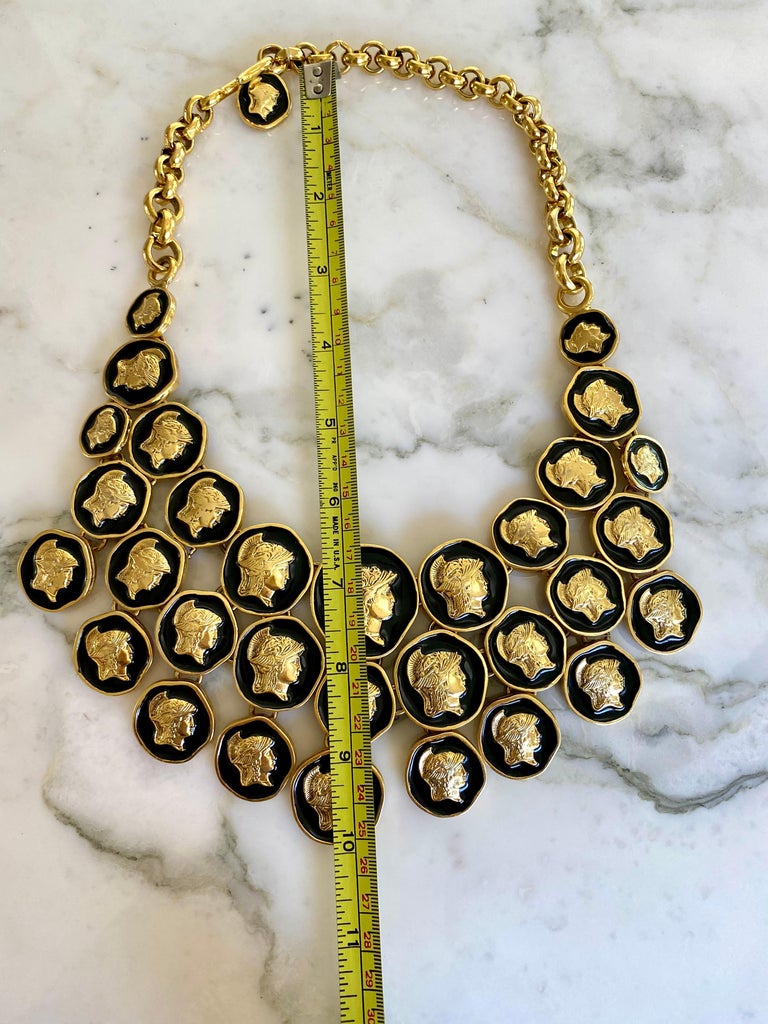 Vintage Ugo Correani Roman Medallion Gold Pendant Bib Necklace For Sale ...