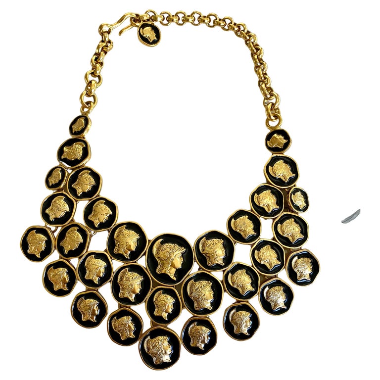Vintage Ugo Correani Roman Medallion Gold Pendant Bib Necklace For Sale ...