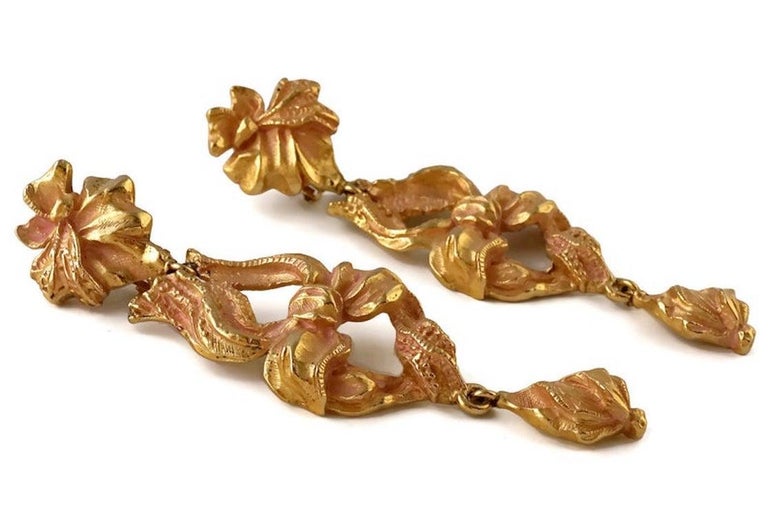 Vintage Ultra Long CHRISTIAN LACROIX Bow Ribbon Dangling Earrings at ...
