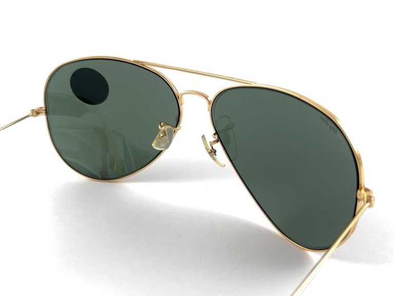 Vintage Ultra Rare Ray Ban Aviator 64Mm Gold Grey G15 Lenses B&L ...