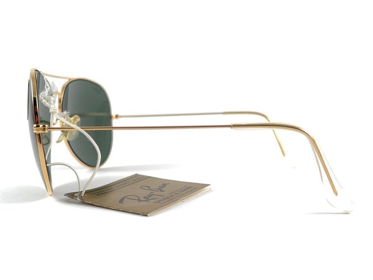 Vintage Ultra Rare Ray Ban Aviator 64Mm Gold Grey G15 Lenses B&L ...