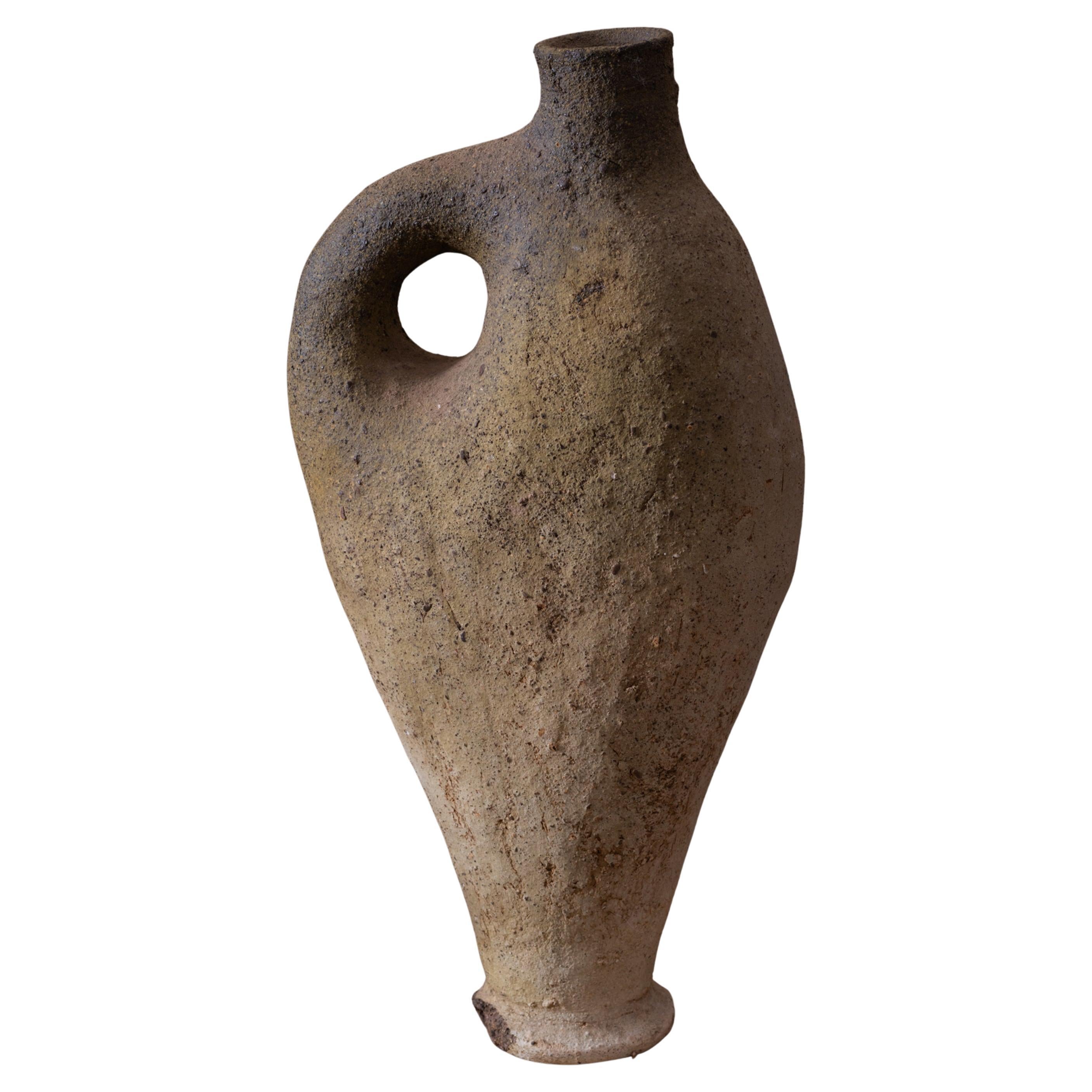 Vintage Unglazed Tamegrout Earthenware Vase: Applied Relief Detail For ...