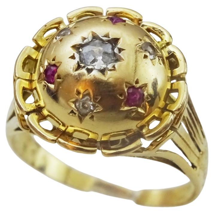 Vintage 18 karat Gold And Old cut Diamond Iraqi Ring For Sale at 1stDibs