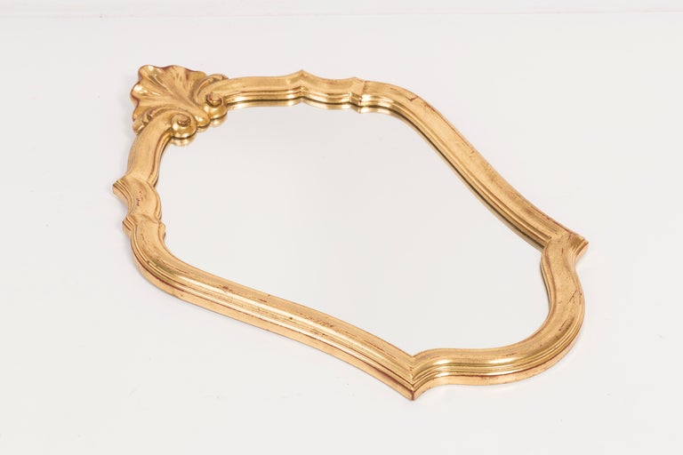 Vintage Unique Shape Gold Decorative Wood Mirror, Belgium, 1960s For ...