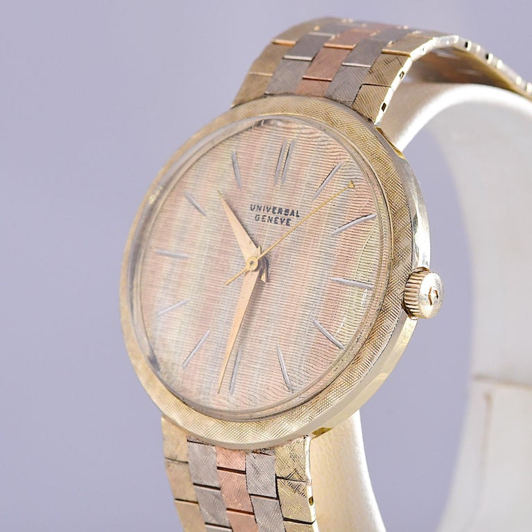Vintage Universal Genève Tri Color Gold 14 Karat Watch 59.30 Grams ...
