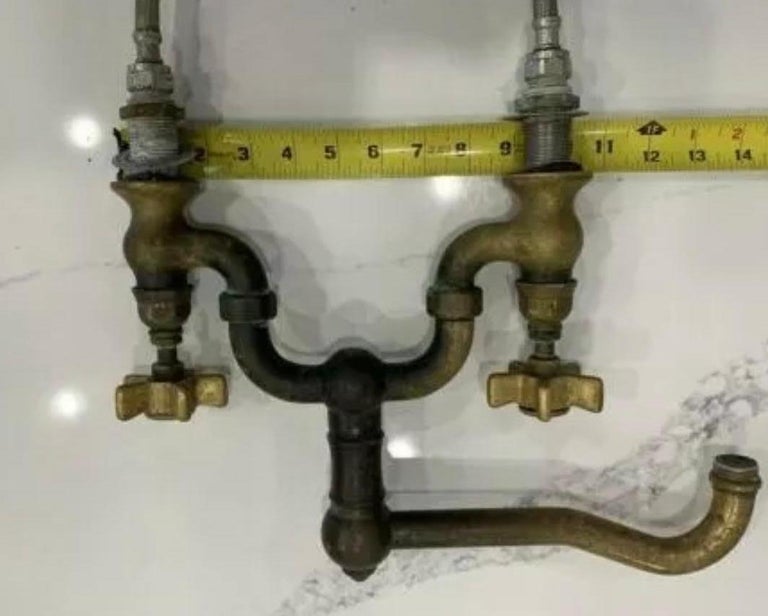 Vintage Unlaquered Brass Italian Country Bridge Faucet by Rohl, Living ...