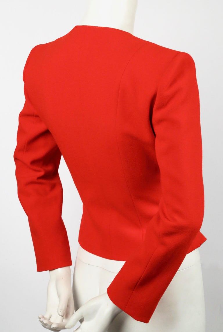 vintage VALENTINO fitted red wool jacket with tie detail For Sale at ...