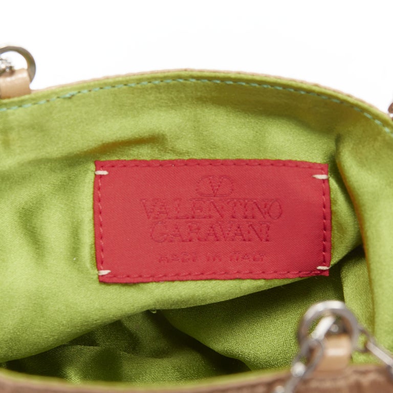 vintage VALENTINO gold satin pink floral embellished chain handle purse ...