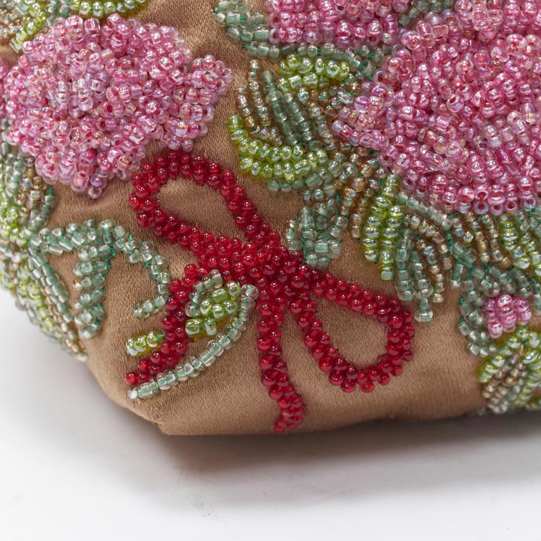 vintage VALENTINO gold satin pink floral embellished chain handle purse ...