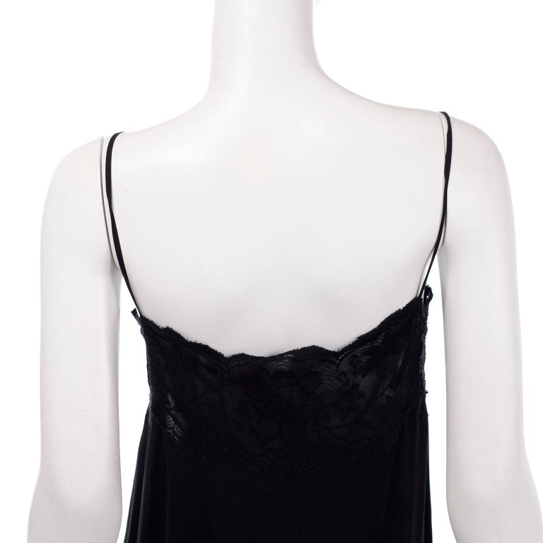Vintage Valentino Night Black Silk and Lace Slip Evening Dress For Sale ...