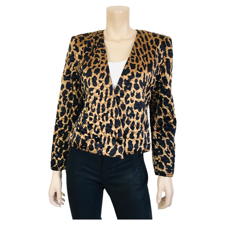 Vintage Valentino Quilted Satin Leopard Print Cropped Jacket For Sale ...