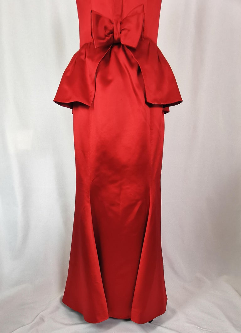 Vintage Valentino Red satin ball gown dress, Evening dress For Sale at ...