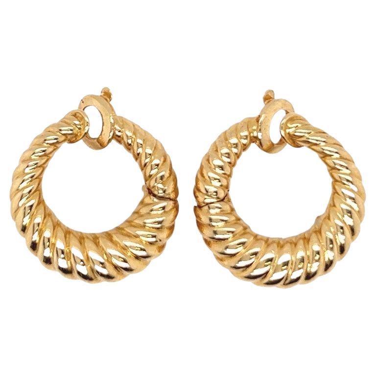 Vintage Van Cleef and Arpels 18 Karat Yellow Gold Twist Hoop Ear Clips ...