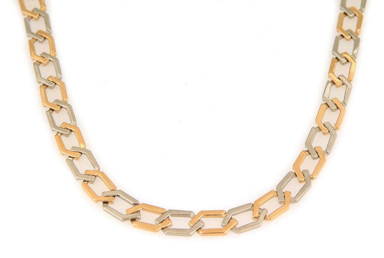 Vintage Van Cleef and Arpels 18k Two Tone Gold Octagonal Link Long ...