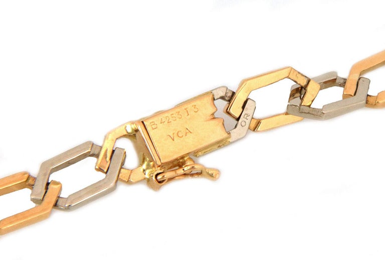 Vintage Van Cleef and Arpels 18k Two Tone Gold Octagonal Link Long ...