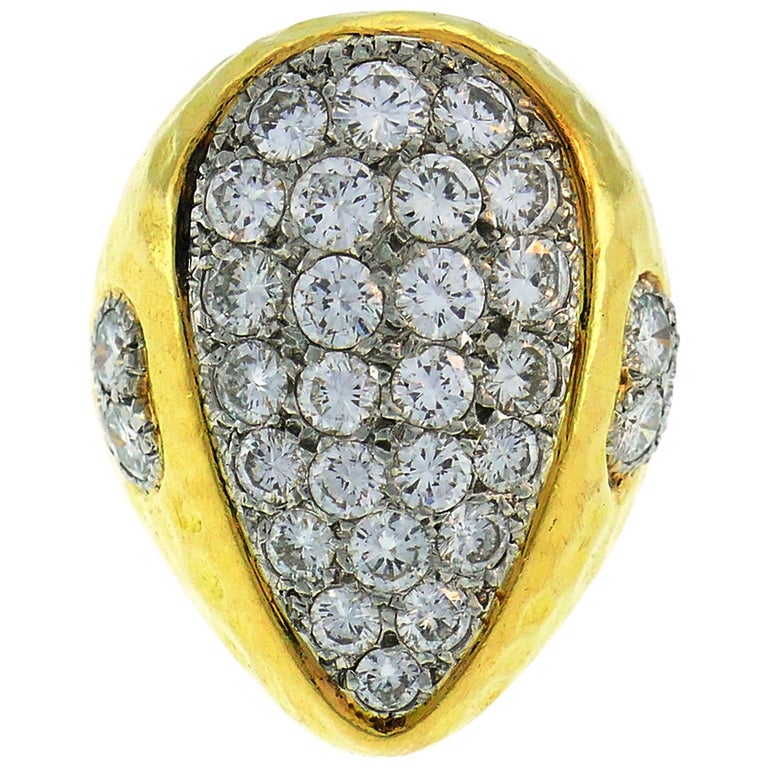 Vintage Van Cleef and Arpels Diamond 18k Yellow Gold Ring at 1stDibs