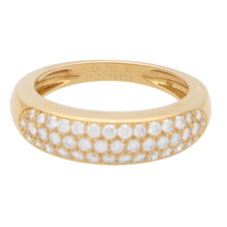 Vintage Van Cleef and Arpels Diamond Band Ring Set in 18k Yellow Gold ...