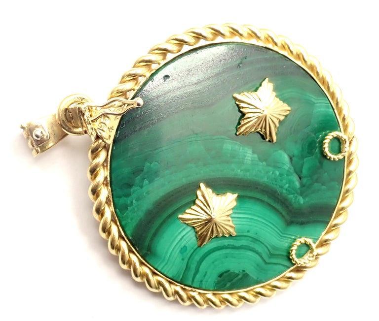Vintage Van Cleef and Arpels Malachite Diamond Zodiac Yellow Gold Large Pendant at 1stDibs ...