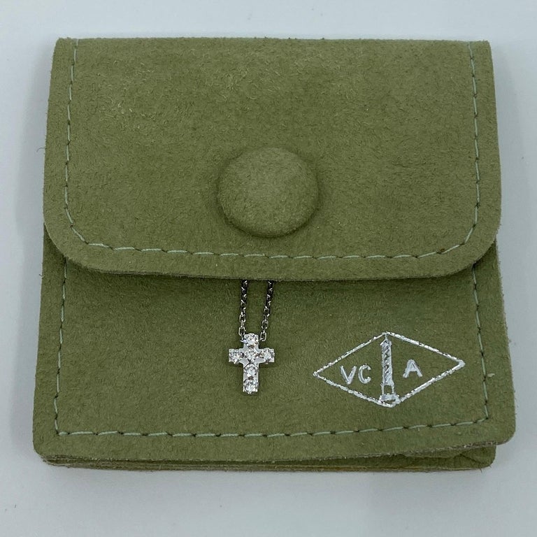 Vintage Van Cleef and Arpels Mini Cross Diamond 18k White Gold Pendant ...