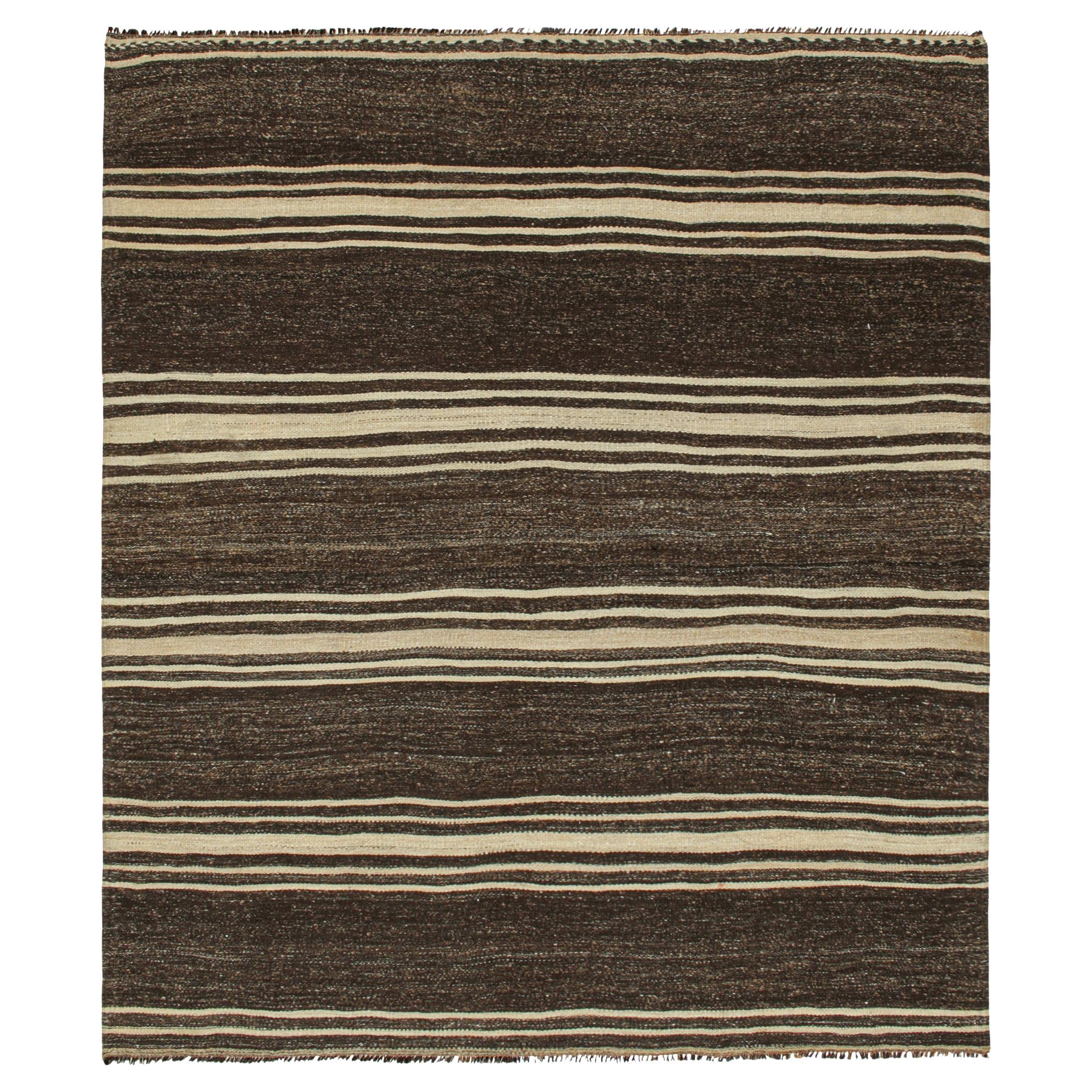 Vintage Varamin Persian Varamin in Brown, Black and White Stripes by ...