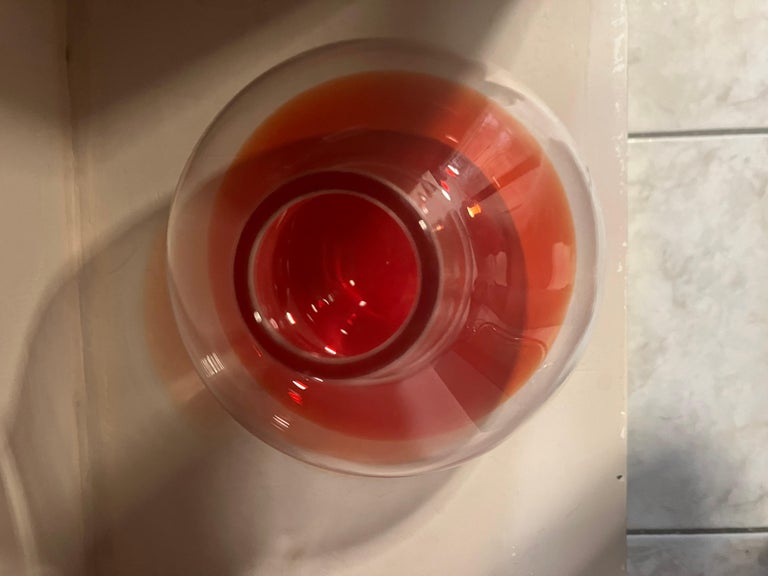 Vintage Vase from 1970s 1980s Transparent and Red Murano Glass by Carlo ...