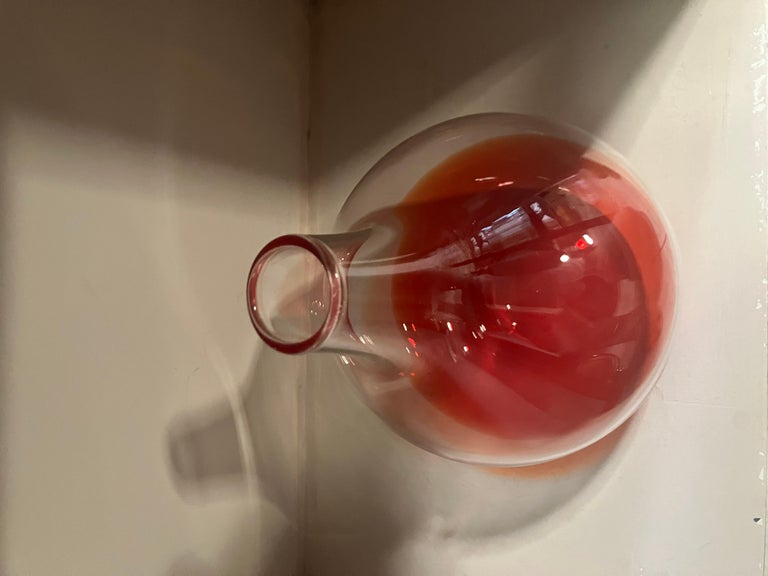 Vintage Vase from 1970s 1980s Transparent and Red Murano Glass by Carlo ...