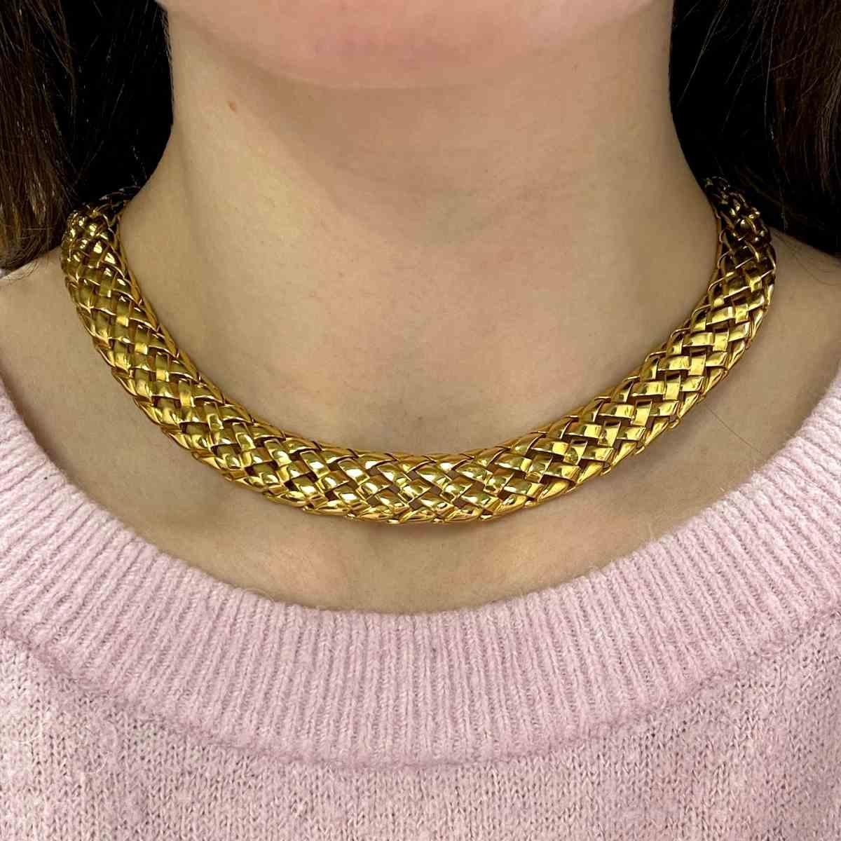 Vintage VCA Necklace. Van Cleef Necklace 18k Yellow Gold Woven Link ...
