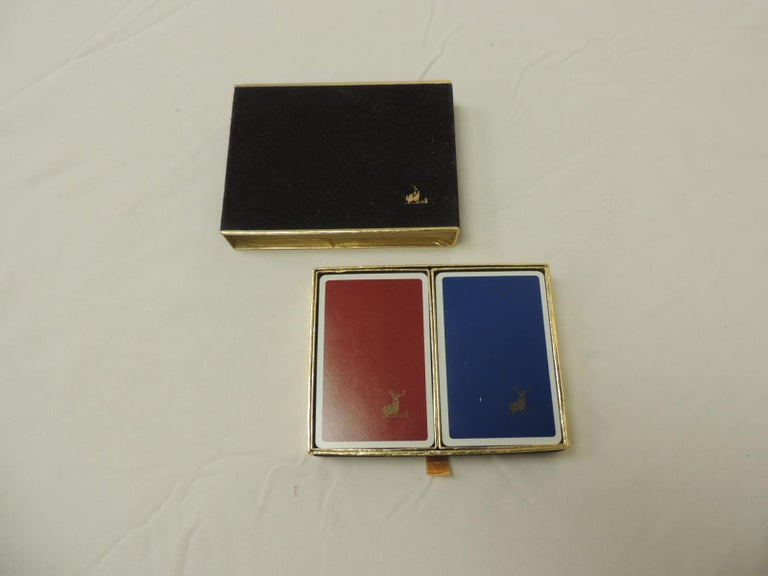 Vintage Velvet Covered Playing Card Box at 1stDibs