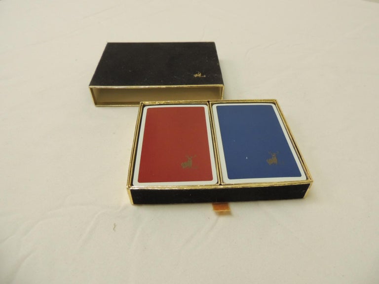 Vintage Velvet Covered Playing Card Box at 1stDibs