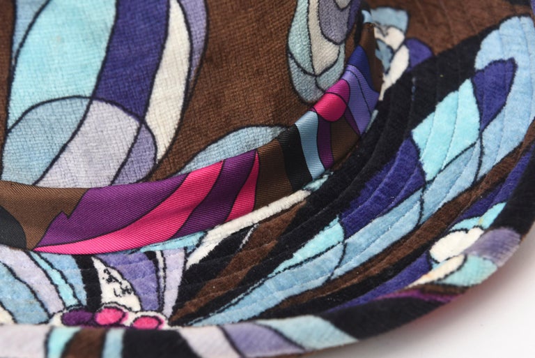 Emilio Pucci Multi Color Purple, Pink, Turquoise, Brown Velvet Hat ...
