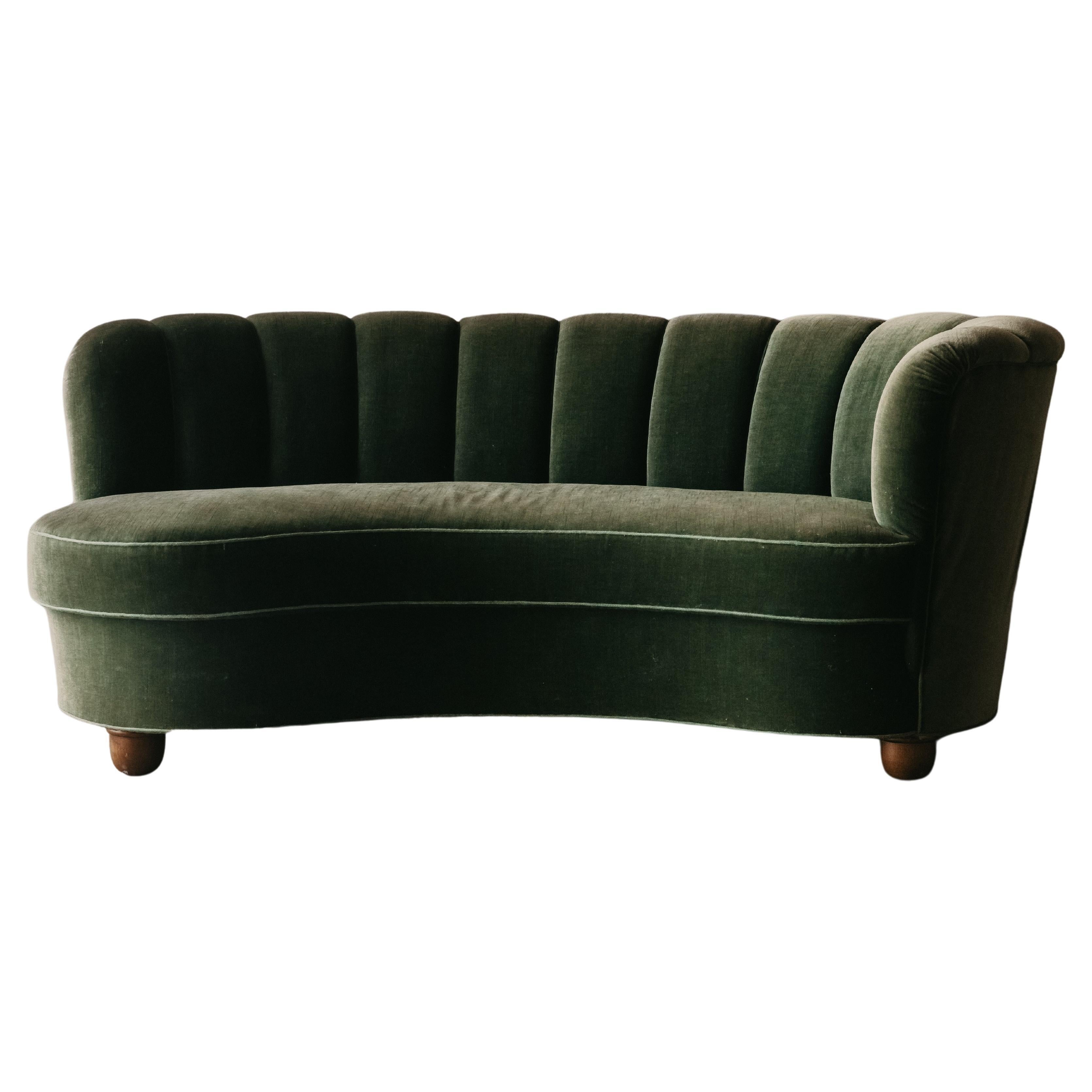 Vintage Velvet Settee From Denmark, Circa 1960 For Sale at 1stDibs