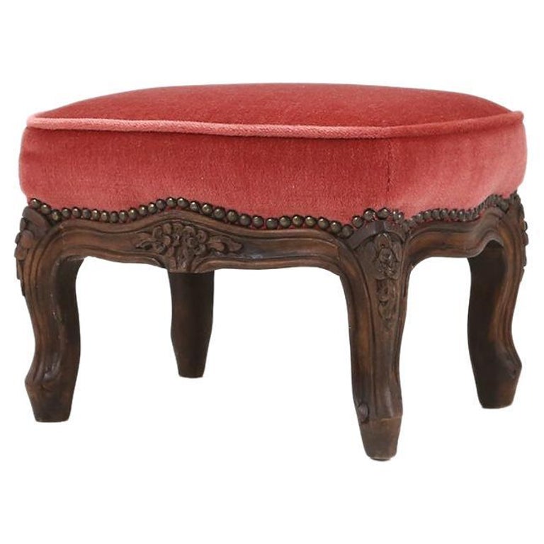 Vintage Velvet Stool 1950's For Sale at 1stDibs