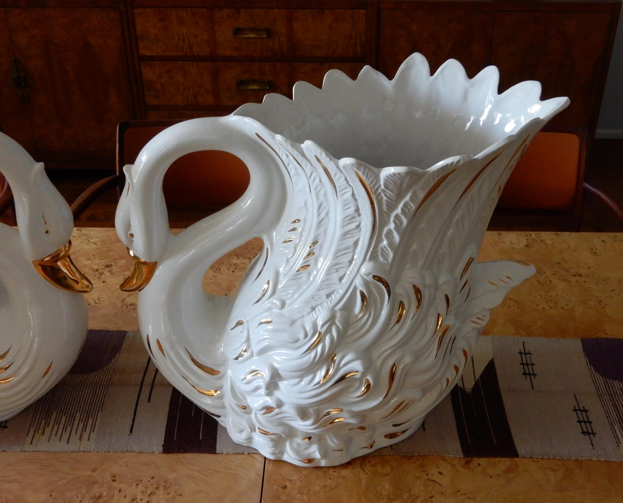Vintage Venetian Life Size Swan Vessels by Bassano, Italy For Sale at ...